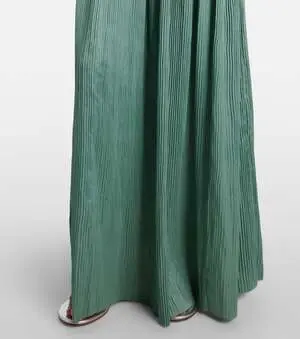 Ulla Johnson Tasneem Satin Plissé Gown - Blue