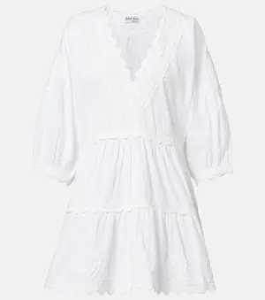 JULIET DUNN Embroidered Cotton Poplin Minidress - White