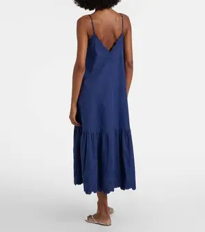 JULIET DUNN Embroidered Cotton Midi Dress