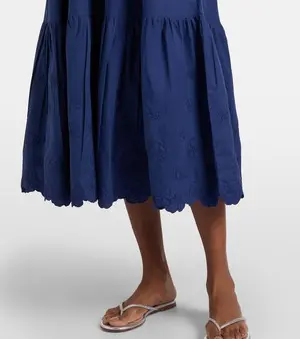 JULIET DUNN Embroidered Cotton Midi Dress