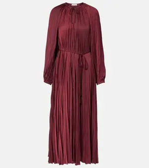 Ulla Johnson Alexia Satin Plissé Midi Dress