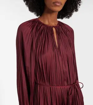 Ulla Johnson Alexia Satin Plissé Midi Dress