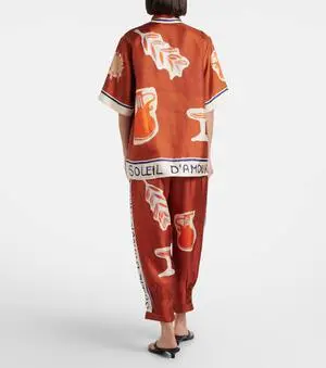 ALEMAIS Alémais X Lrnce Soleil D'amour Silk Tapered Pants - Orange