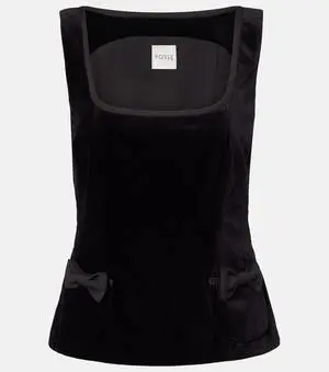 Posse Quincy Bow-detail Velvet Top