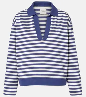 Posse Haisley Striped Cotton Polo Shirt - Blue