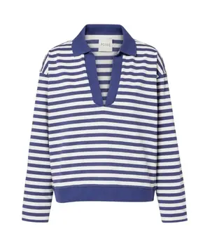 Posse Haisley Striped Cotton Polo Shirt - Blue