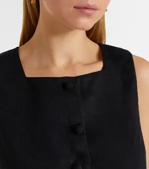 Posse Linen Crop Top - Black