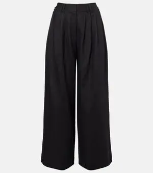 Posse Parker High-rise Linen Wide-leg Pants - Black