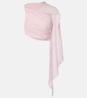 Posse Solene Gathered Scarf-detail Mesh Top - Pink