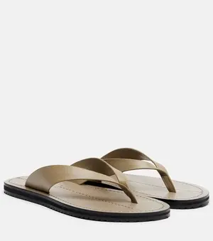 A.emery Flora Leather Thong Sandals - Green