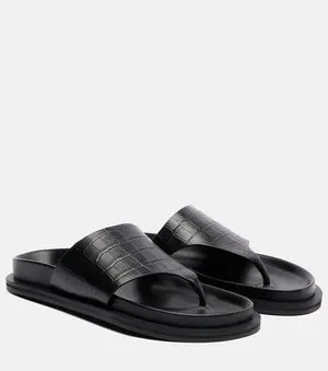 A.emery Imara Croc-effect Leather Thong Sandals - Black