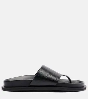 A.emery Imara Croc-effect Leather Thong Sandals - Black