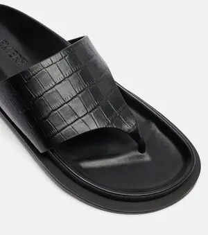 A.emery Imara Croc-effect Leather Thong Sandals - Black