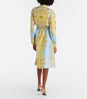 Versace Barocco Silk Twill Midi Dress
