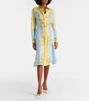 Versace Barocco Silk Twill Midi Dress - Multicoloured
