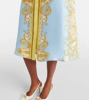 Versace Barocco Silk Twill Midi Dress - Multicoloured