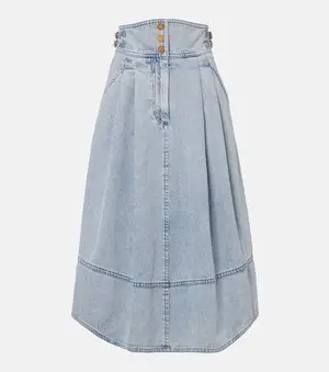 Zimmermann Wandlerlust Denim Midi Skirt - Blue