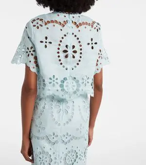 Zimmermann Awaken Embroidered Linen Crop Top