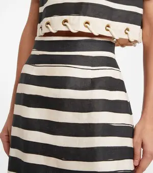 Zimmermann Rebellion Striped Linen Midi Skirt - White