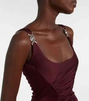 Versace Medusa Ruched Jersey Bodysuit - Burgundy