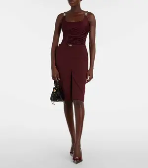 Versace Medusa Ruched Jersey Bodysuit - Burgundy