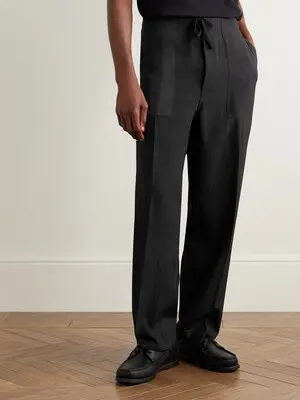 KAPTAIN SUNSHINE Straight-leg Wool-twill Drawstring Trousers