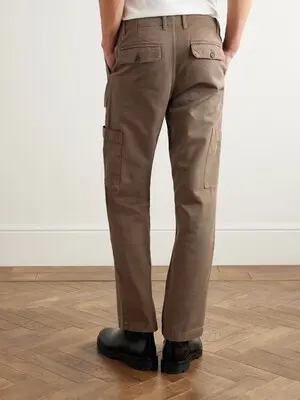 Mr P. Edward Straight-leg Cotton-twill Cargo Trousers - Brown