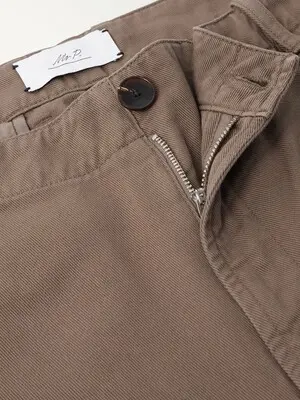 Mr P. Edward Straight-leg Cotton-twill Cargo Trousers - Brown