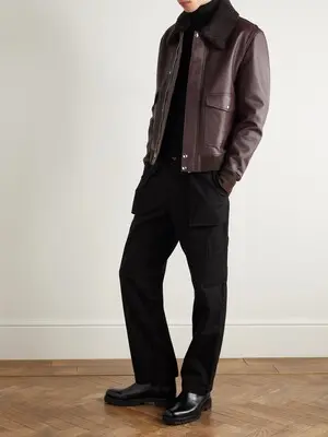 Mr P. Edward Straight-leg Cotton-twill Cargo Trousers - Black