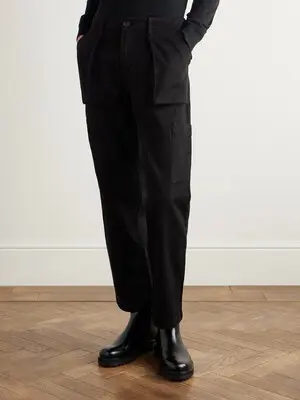 Mr P. Edward Straight-leg Cotton-twill Cargo Trousers - Black