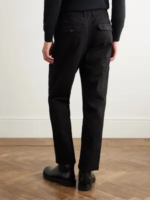 Mr P. Edward Straight-leg Cotton-twill Cargo Trousers - Black