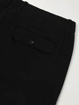 Mr P. Edward Straight-leg Cotton-twill Cargo Trousers - Black