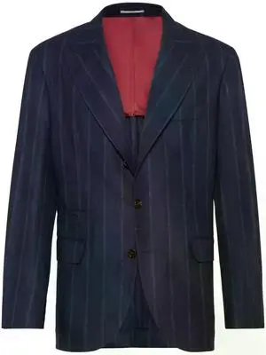 Brunello Cucinelli Striped Wool Blazer - Blue