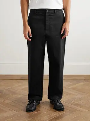 GHIAIA Straight-leg Cotton Chinos - Black