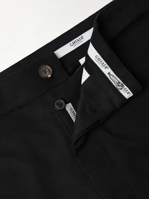 GHIAIA Straight-leg Cotton Chinos - Black