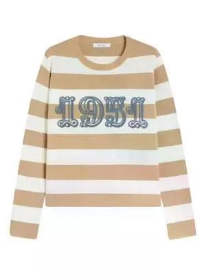 Max Mara Striped Virgin Wool Sweater - Neutrals