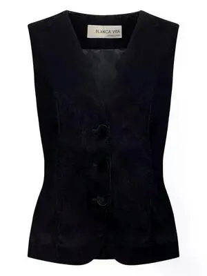 BLANCA VITA Velvet Jacket With Button Closure