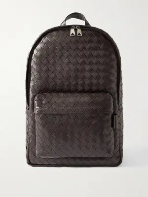 Bottega Veneta Intrecciato Leather Backpack - Brown