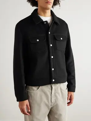 FRAME Wool-blend Trucker Jacket - Black