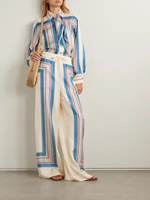 Zimmermann Striped Silk-twill Wide-leg Pants