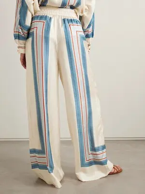 Zimmermann Striped Silk-twill Wide-leg Pants