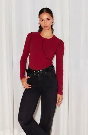 Fifteen Twenty Elissa Rib Top - Brick