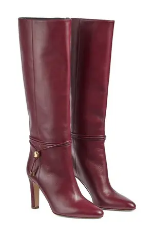 LK BENNETT Loretta Knee High Boots - Burgundy
