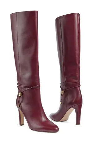 LK BENNETT Loretta Knee High Boots - Burgundy