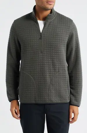 FREE FLY Downvalley Quilted Quarter Zip - Dark Forest