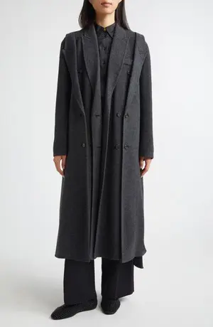 EENK Wool & Cashmere Longline Coat With Layered Effect