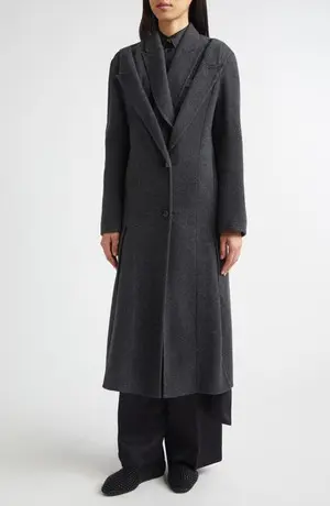 EENK Wool & Cashmere Longline Coat With Layered Effect