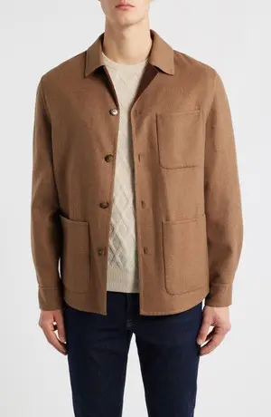 Canali Hand Sewn Wool Blend Overshirt