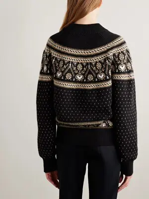 Khaite Guy Fair Isle Cashmere Sweater - Black
