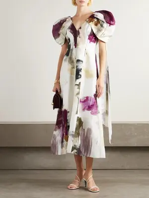 Aje Bisou Printed Woven Midi Dress